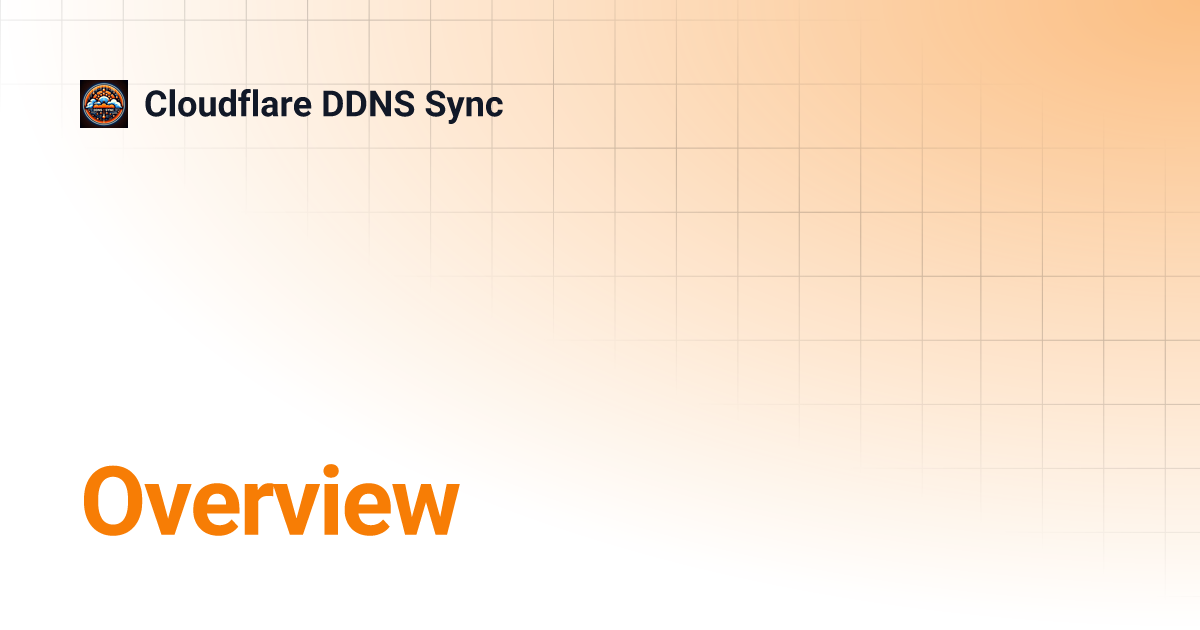 Overview | Cloudflare DDNS Sync